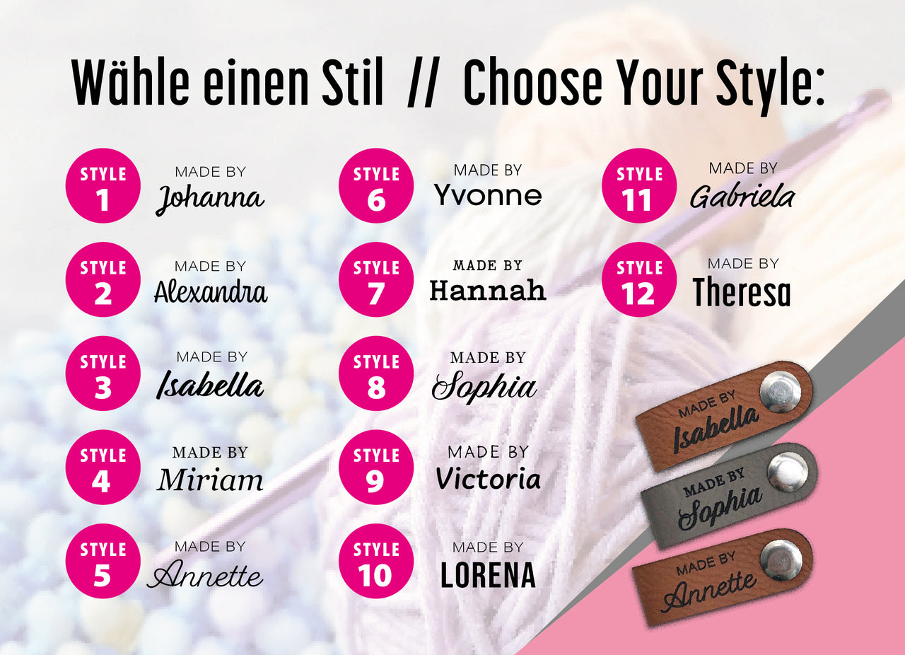 Personalisierte Labels mit Chicago Screws - Kunstleder-Label mit Schra ...